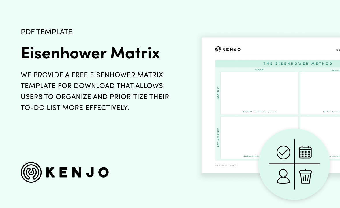 Free PDF download "Eisenhower Matrix Template" | Kenjo